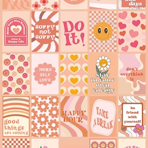 100 Pcs Groovy Pastel Aesthetic, Pastel Pink Photo Collage Prints ...