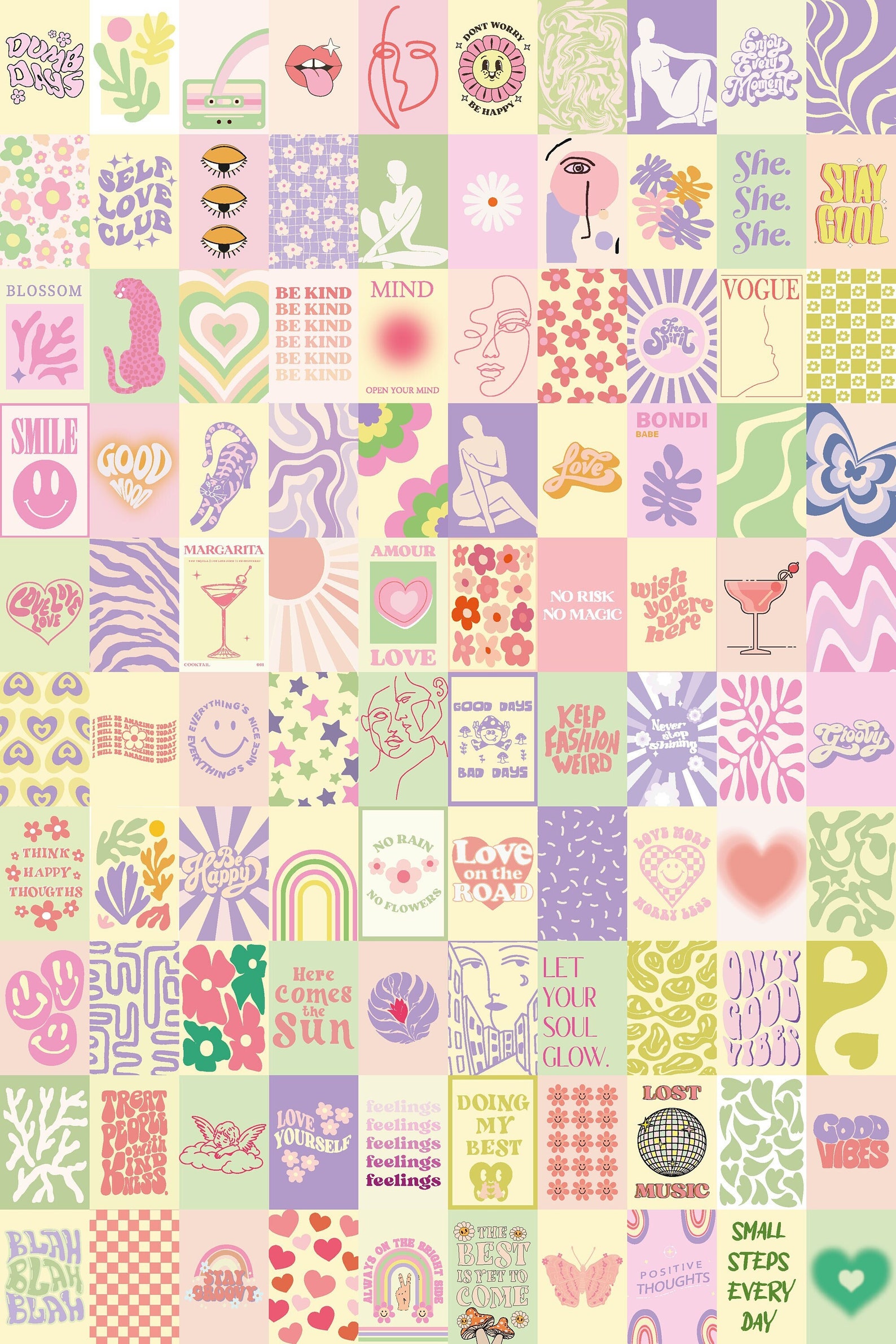 Funky Danish Pastel Aesthetic Bedroom Decor Prints Danish - Etsy