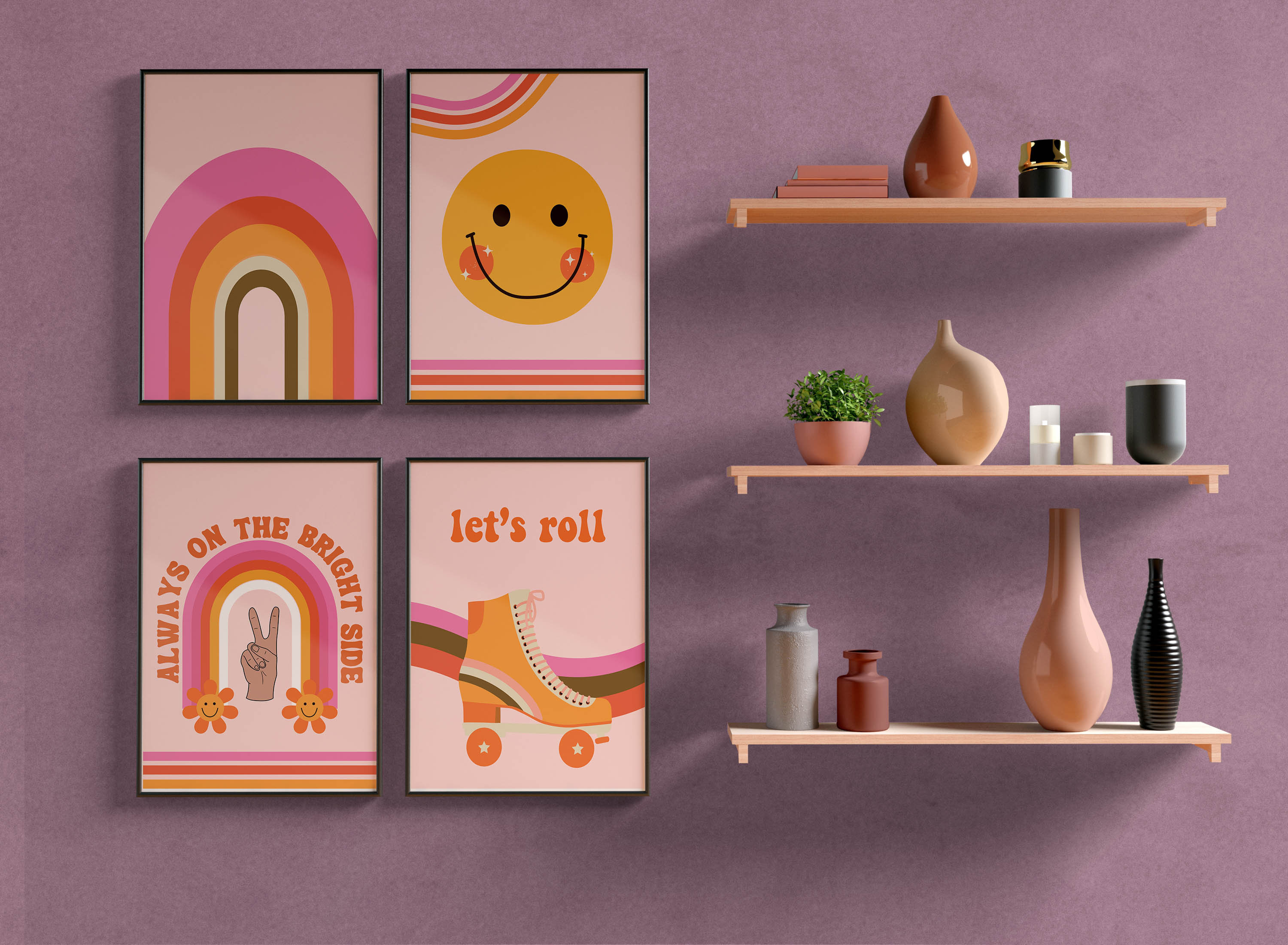 70s Retro Gallery Wall Printable Wall Artretro 70s Prints - Etsy