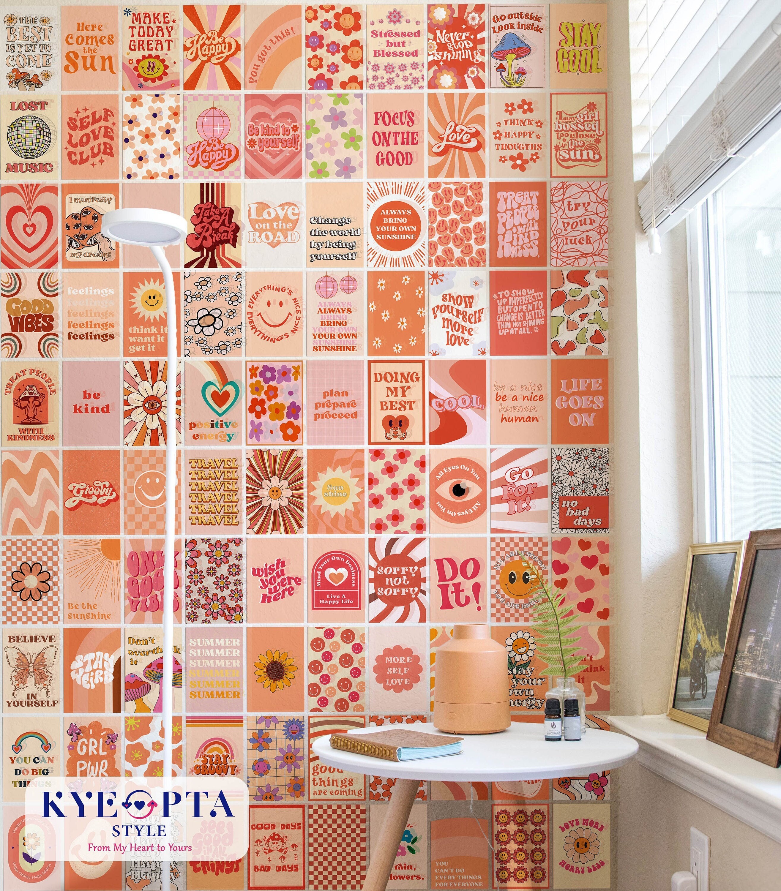 100 Pcs Groovy Pastel Aesthetic, Pastel Pink Photo Collage Prints ...