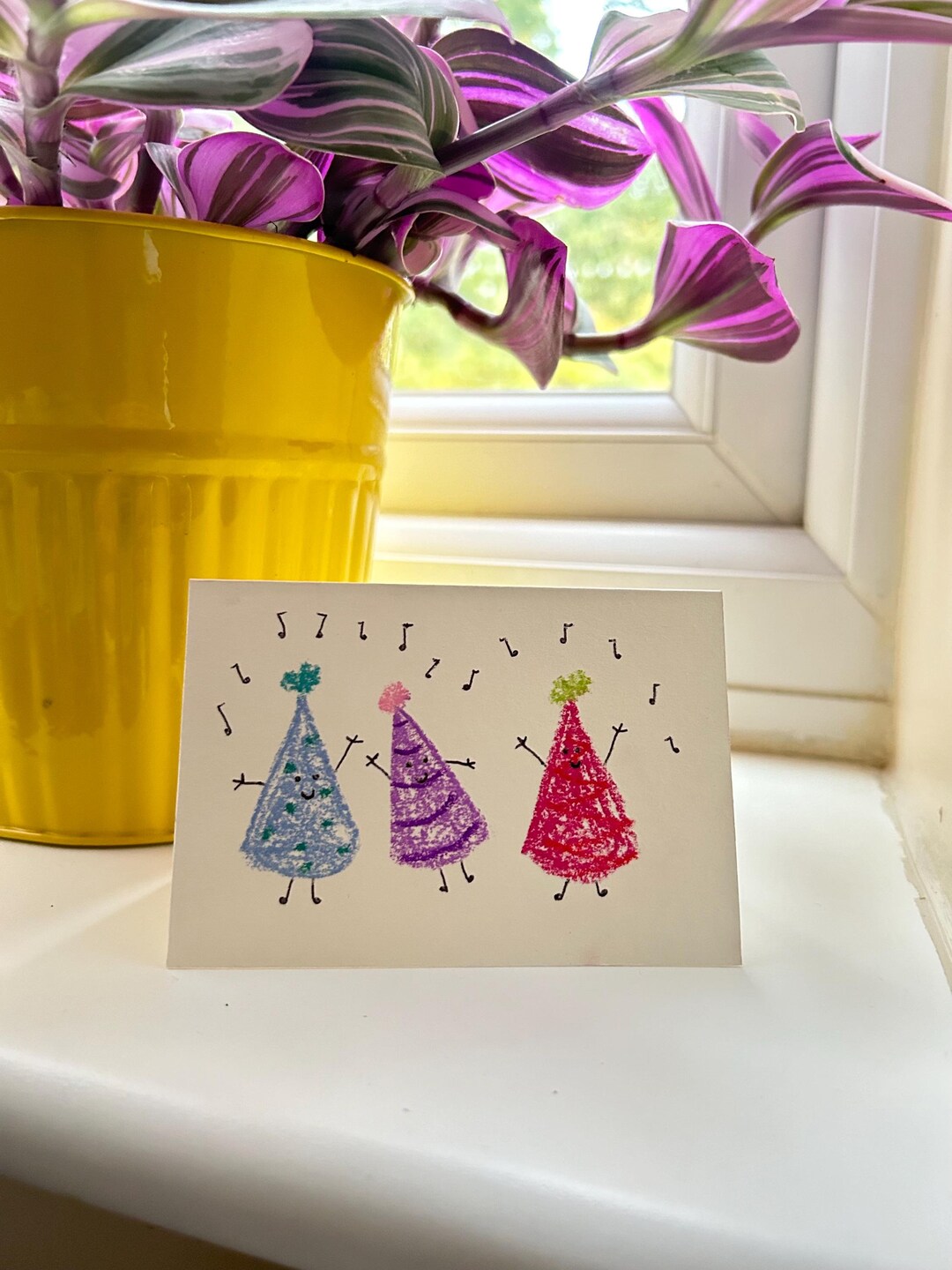 Pack of 3 Mini Handmade Oil Pastel Greeting Cards, Blank Note Card ...