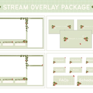 Cottagecore Twitch Overlay Pack with Animated Scenes Cozy/strawberry ...