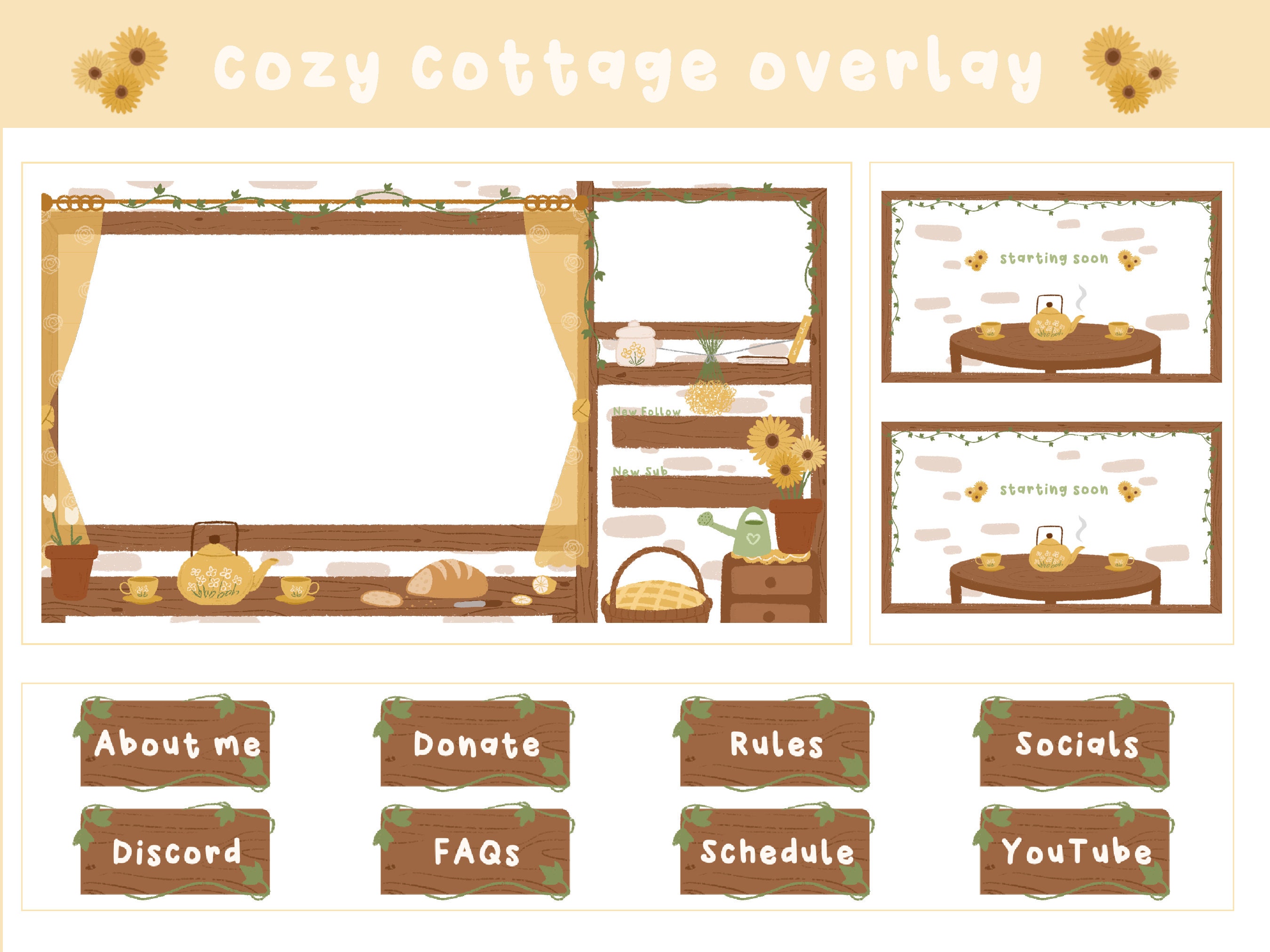 Cozy Summer Cottage Twitch Overlay With Animated Scenes / - Etsy UK