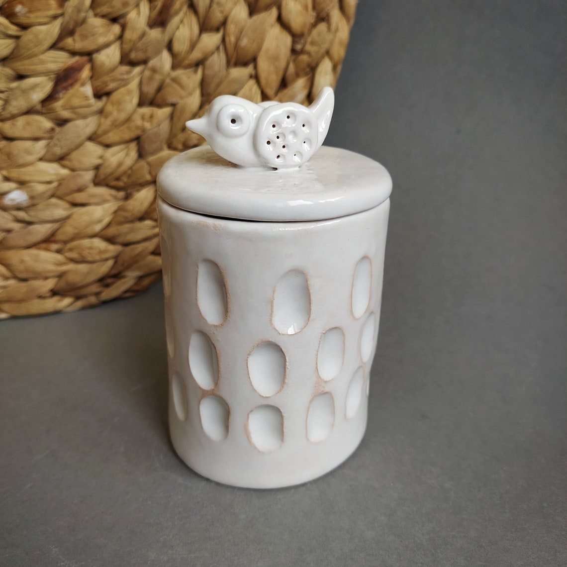 White Ceramic Sugar bowl / Small honey Pot / Ceramic Sugar | Etsy