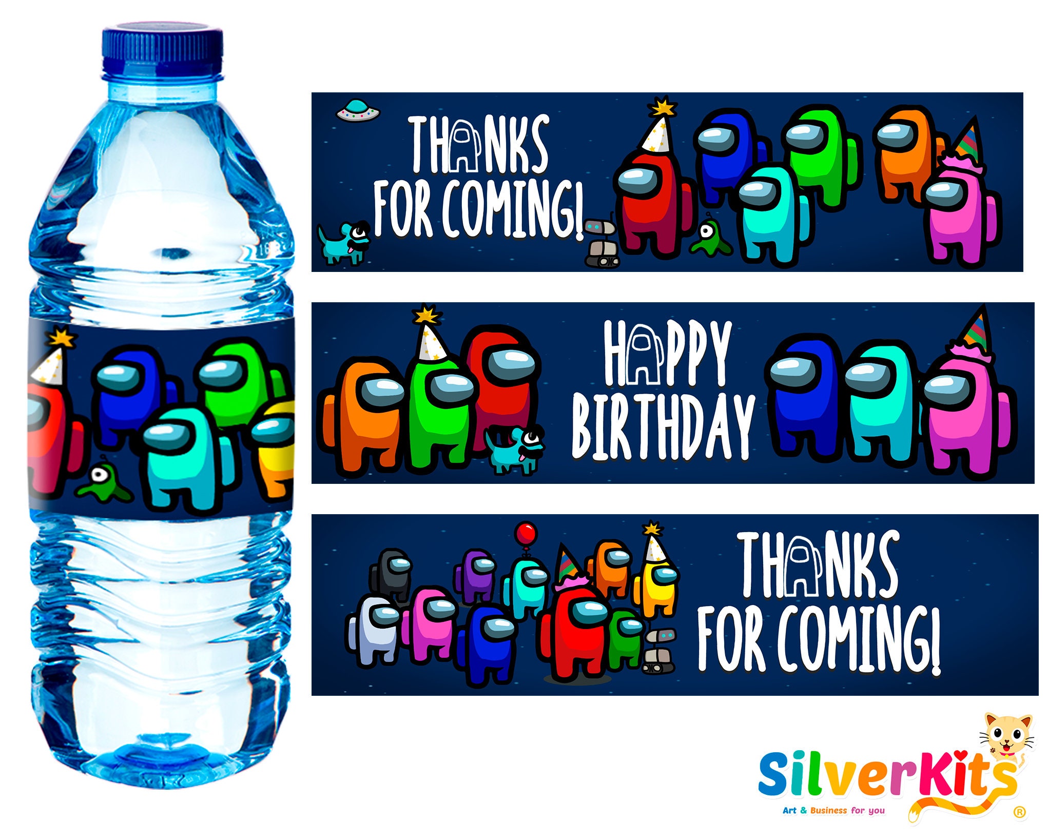 Among us Bottle label included 3 designs Among us Birthday | Etsy