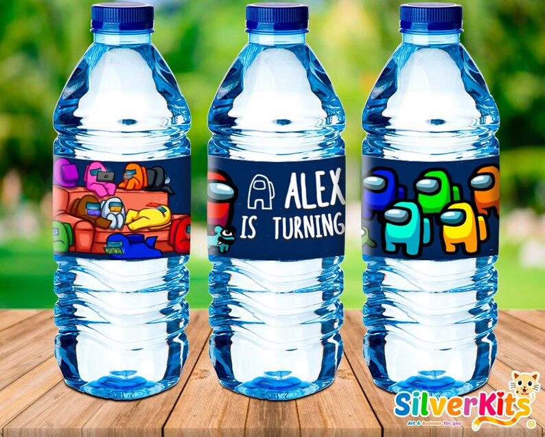 Among Us Water Bottle Labels six designs Printable & | Etsy