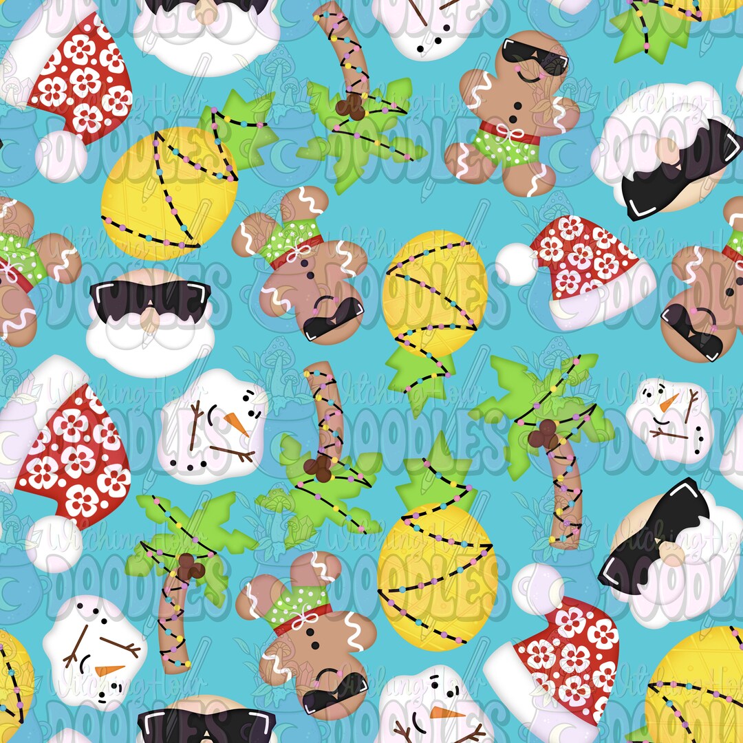 Tropical Christmas, Seamless Pattern, Sublimation Fabric, Digital ...
