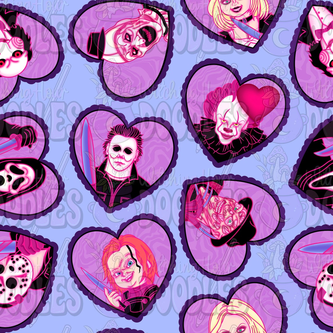 Horror Icon Seamless Pattern, Seamless Pattern, Sublimation Fabric ...
