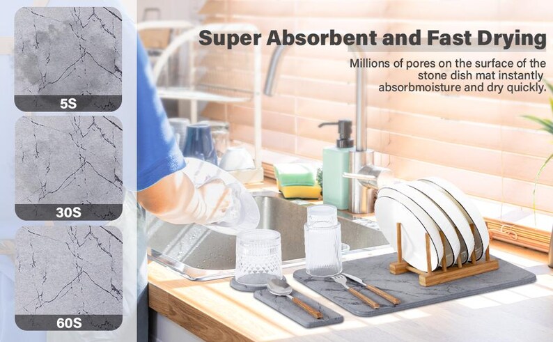 Stone Drying Mat for Kitchen - Quick Drying Stone Mat for Kitchen ...
