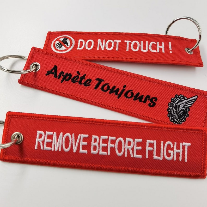 Custom Embroidered Keychain Custom Remove Before Flight - Etsy