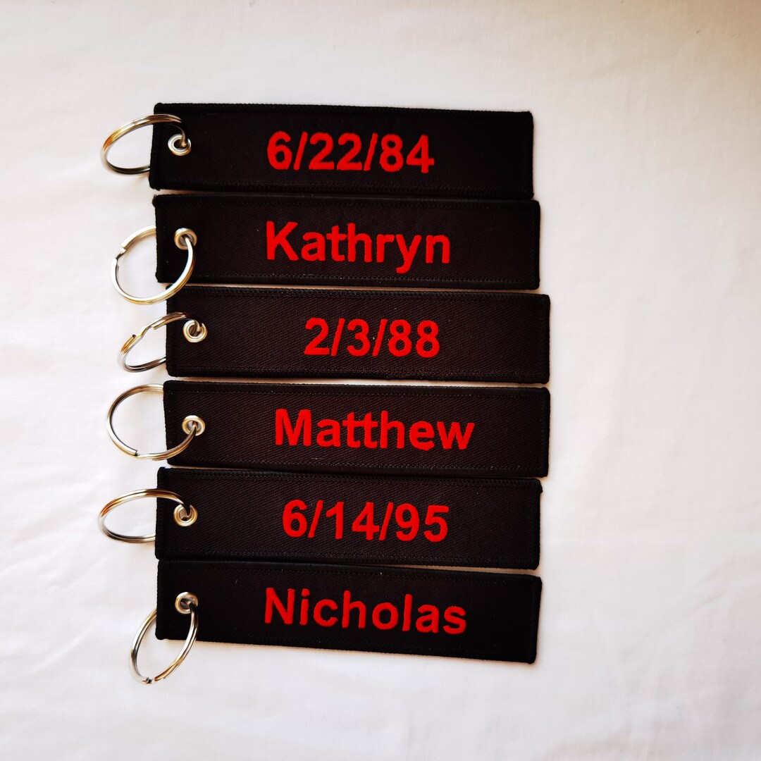 Name Tag Keychain, Embroidered Name Keychain, Backpack Tag ...