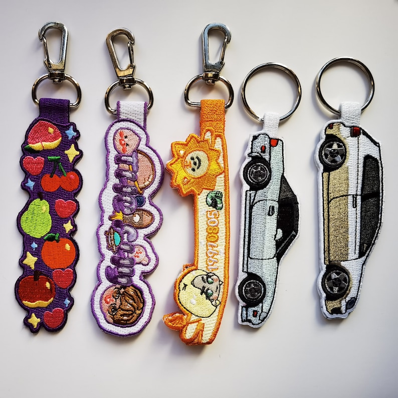 Custom Embroidery Keychain, Custom Keychain, Fabric Embroidered Key ...
