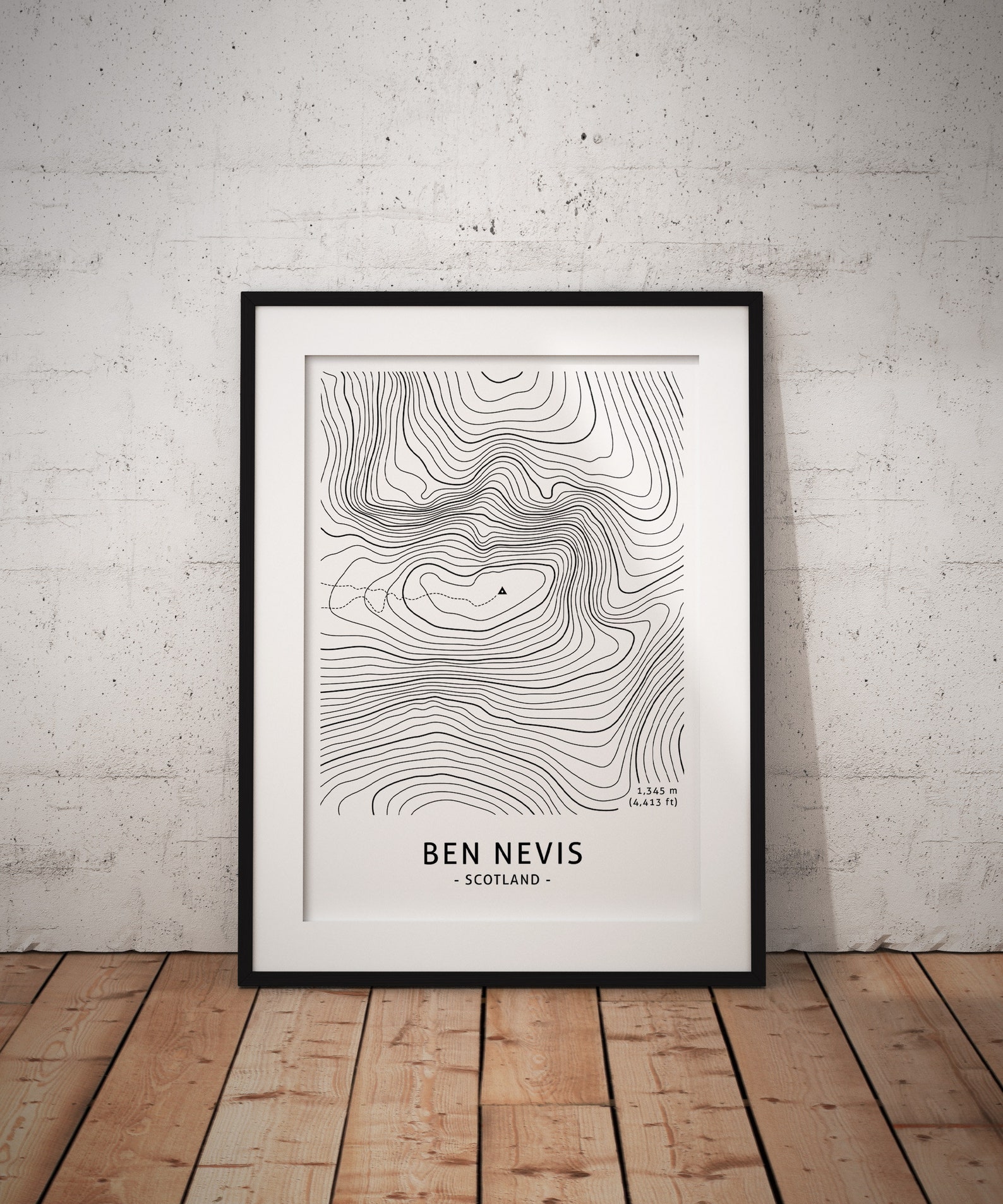 Ben Nevis Map | Modern | Minimal | Mountain | Print | Scotland ...
