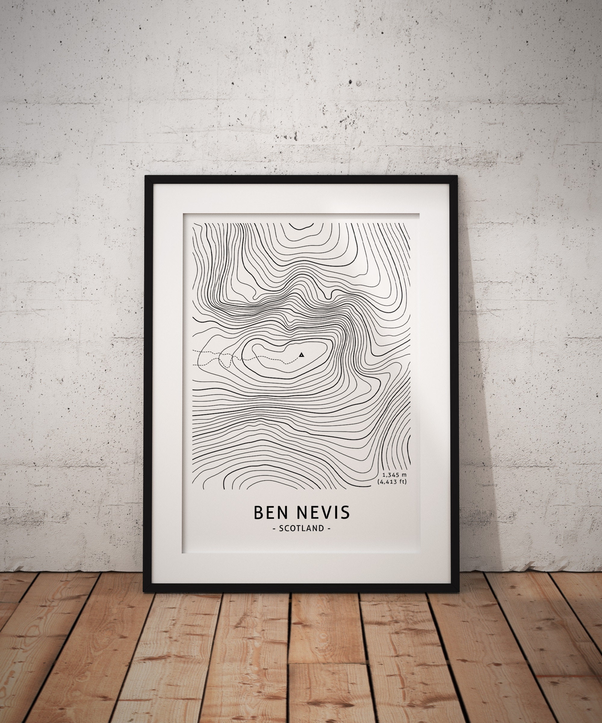 Ben Nevis Map | Modern | Minimal | Mountain | Print | Scotland ...