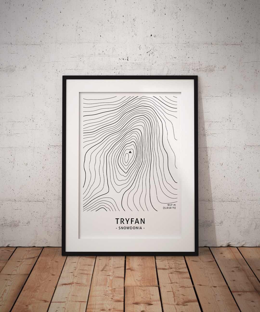 Tryfan Map | Modern | Minimal | Mountain | Print | Snowdonia National ...