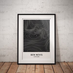 Ben Nevis Map | Modern | Minimal | Mountain | Print | Scotland ...