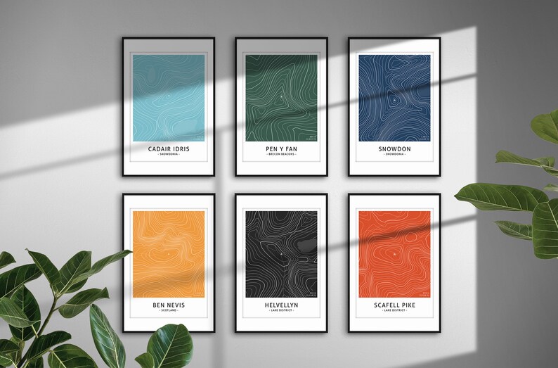 Snowdon Map Modern Minimal Mountain Print Snowdonia - Etsy UK