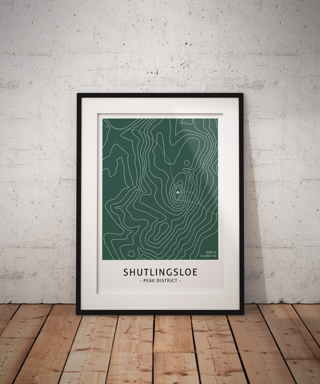 Shutlingsloe Map Modern Minimalist Mountain Print the Peak District ...