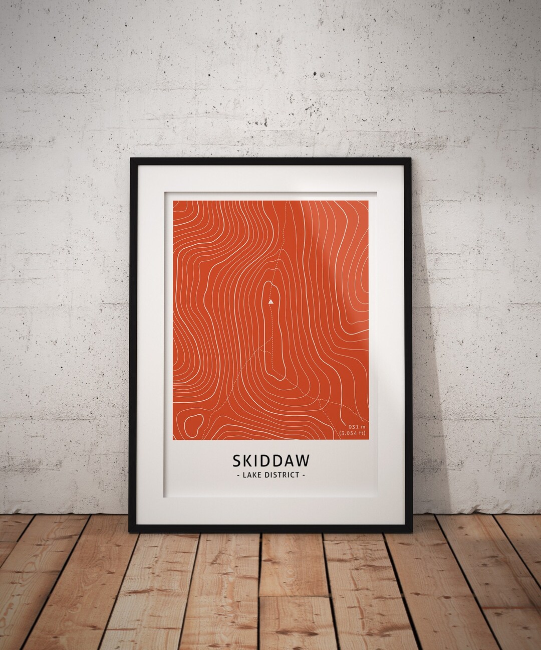 Skiddaw Map Modern Minimal Mountain Print the Lake District National ...
