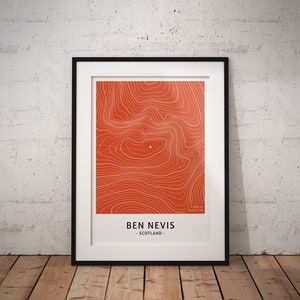 Ben Nevis Map | Modern | Minimal | Mountain | Print | Scotland ...