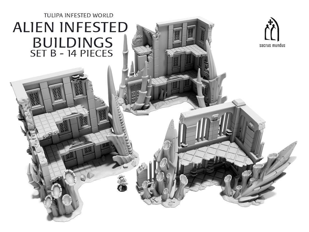 Alien Infested Buildings - Set B - Scenery Terrain for War Games 28 ...