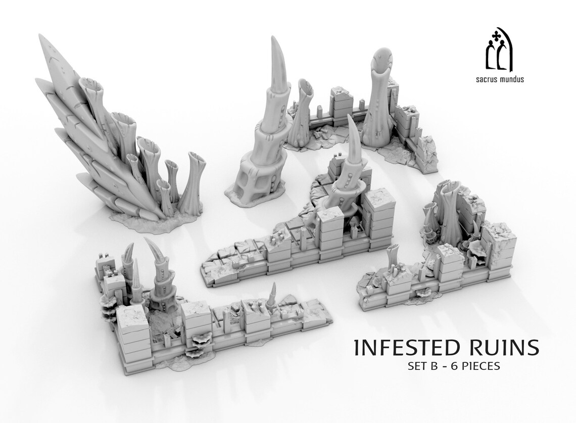 Sci Fi Alien Scenery Terrain Infested Ruins for War Games - Etsy