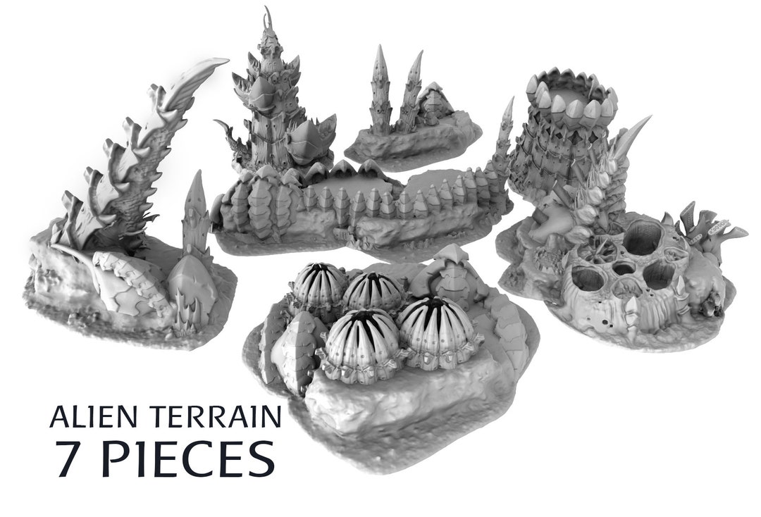 Sci- Fi Alien Scenery Terrain SET D for War Games 28mm/32mm - Etsy
