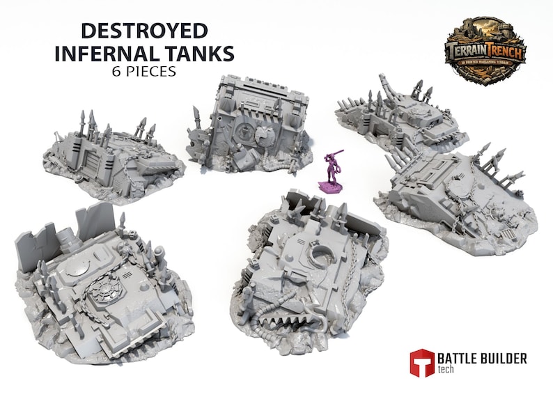 Infernal Tank Wrecks - Sci-fi Scenery Terrain for War Games 28/32mm - Etsy