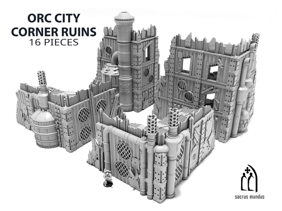 Orc City - Corner Ruins - Wargaming Scenery Terrain 28/32mm - Etsy