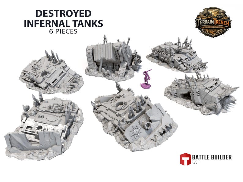 Infernal Tank Wrecks - Sci-fi Scenery Terrain for War Games 28/32mm - Etsy