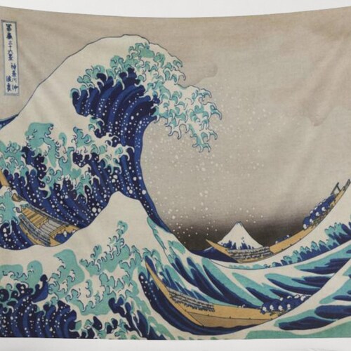 Japanese Wave Tapestry Great Wave Kanagawa Vintage Wall - Etsy