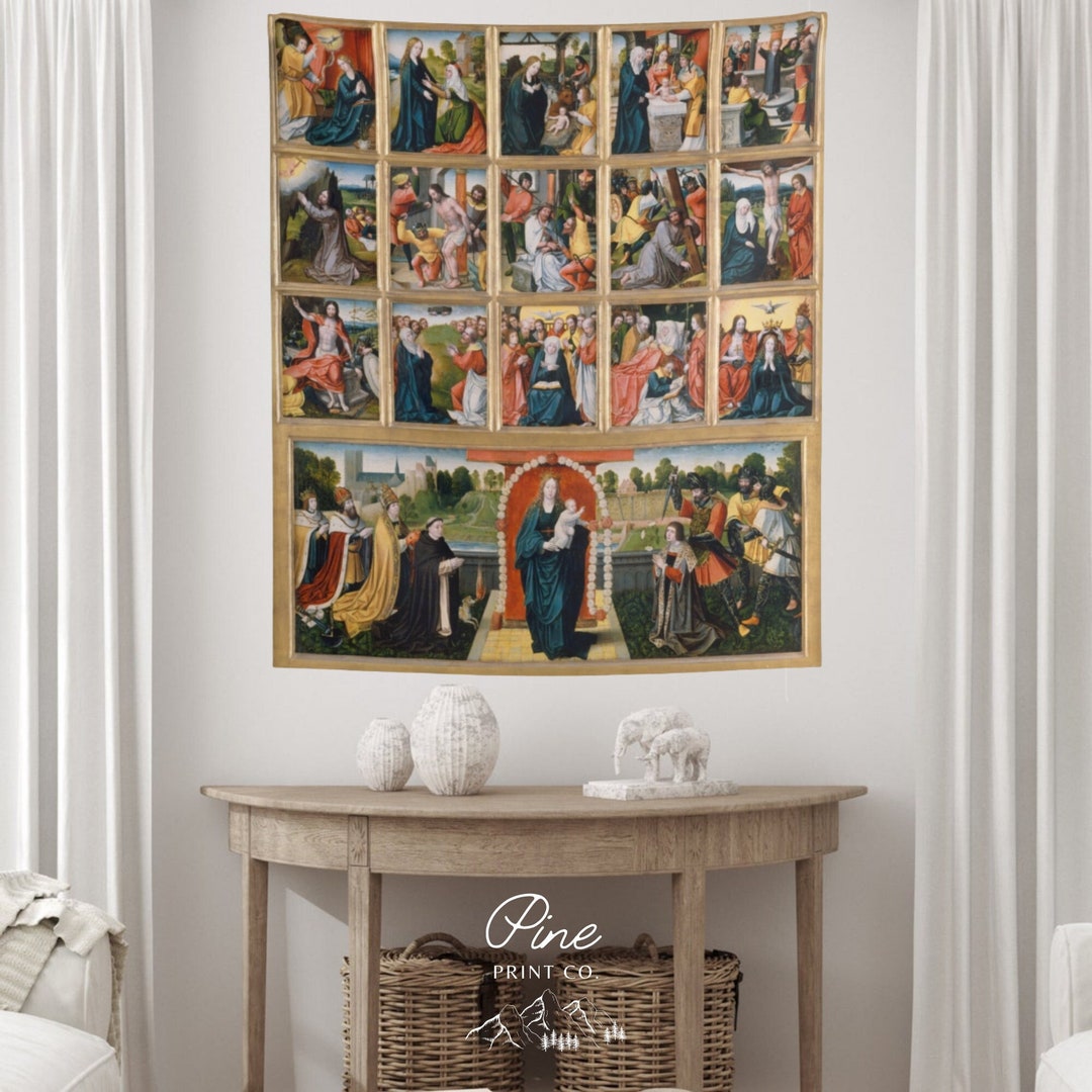 Christian Tapestry, Religious Wall Art, the Fifteen Mysteries and the ...