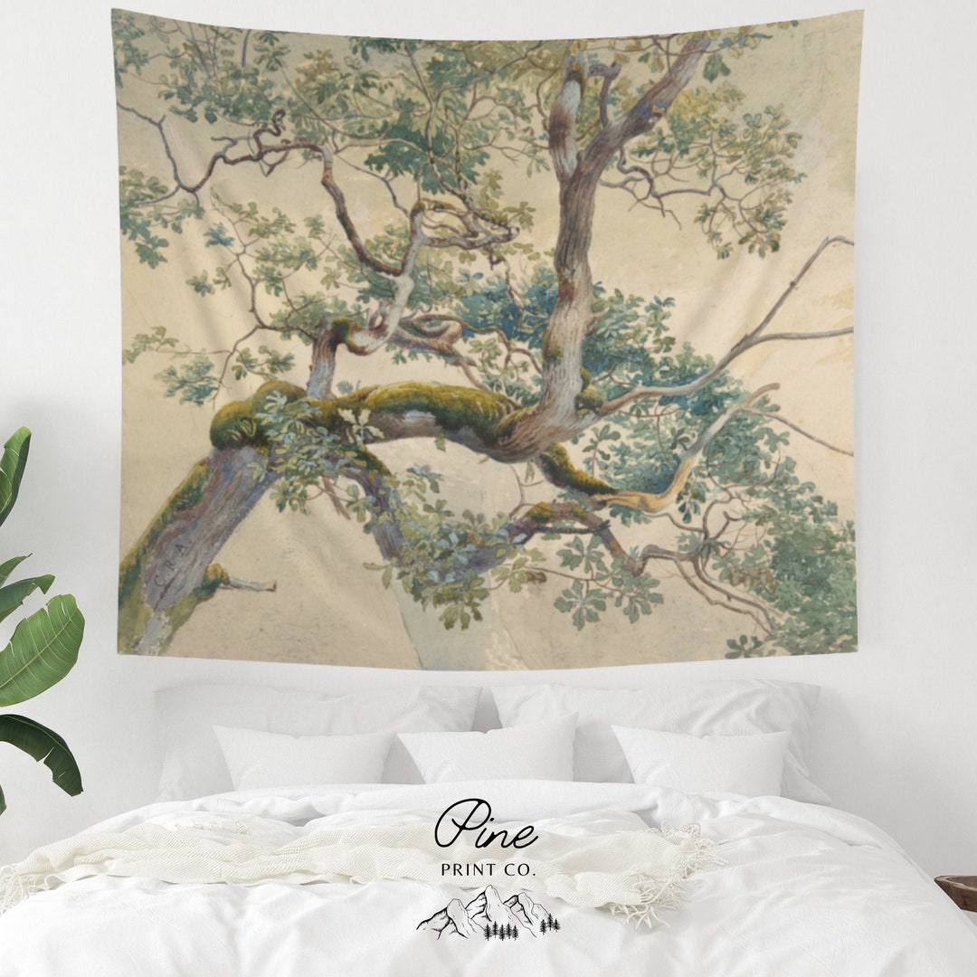 Tree Tapestry, Vintage Tapestry, Nature Tapestry, Watercolor Art, Tree ...