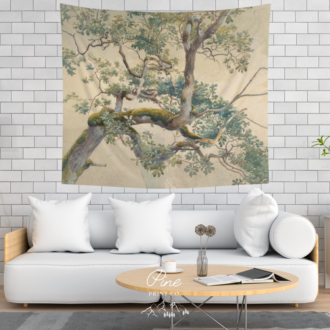 Tree Tapestry Vintage Tapestry Nature Tapestry Watercolor - Etsy