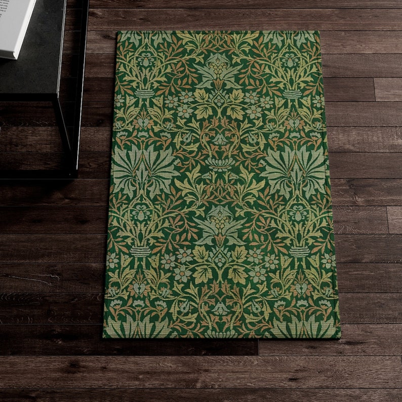 Green Rug William Morris Rug Art Nouveau Green Pattern Rug - Etsy
