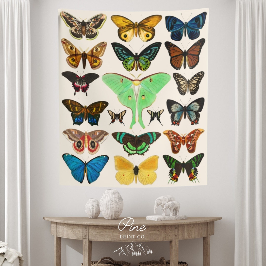 Moth Tapestry, Luna Moth, Butterfly Tapestry, Cottagecore Tapestry ...
