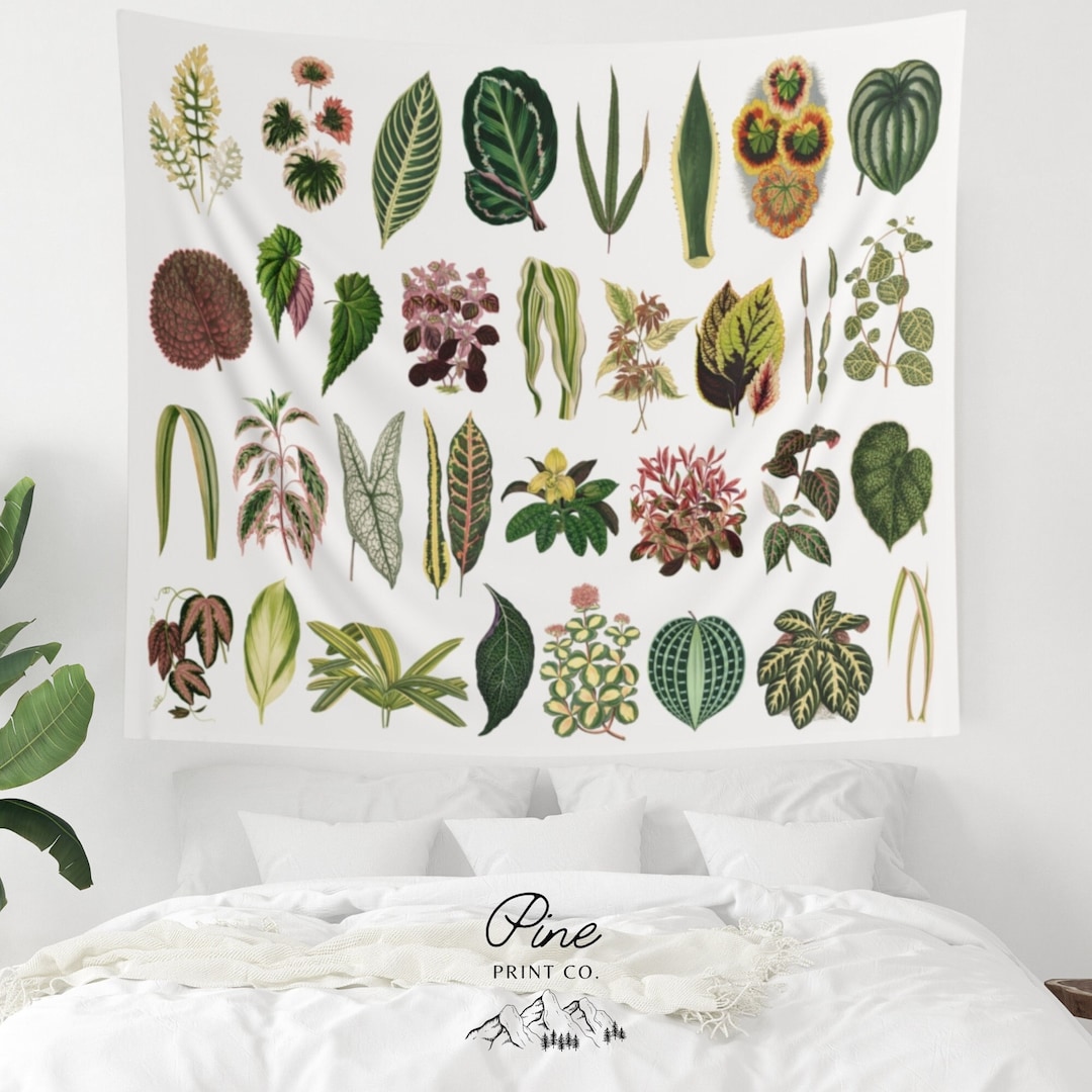 Plant Tapestry, Houseplant Wall Art, Plant Painting, Plant Lover Gift ...