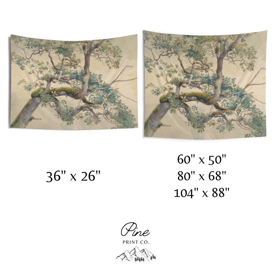Tree Tapestry Vintage Tapestry Nature Tapestry Watercolor - Etsy