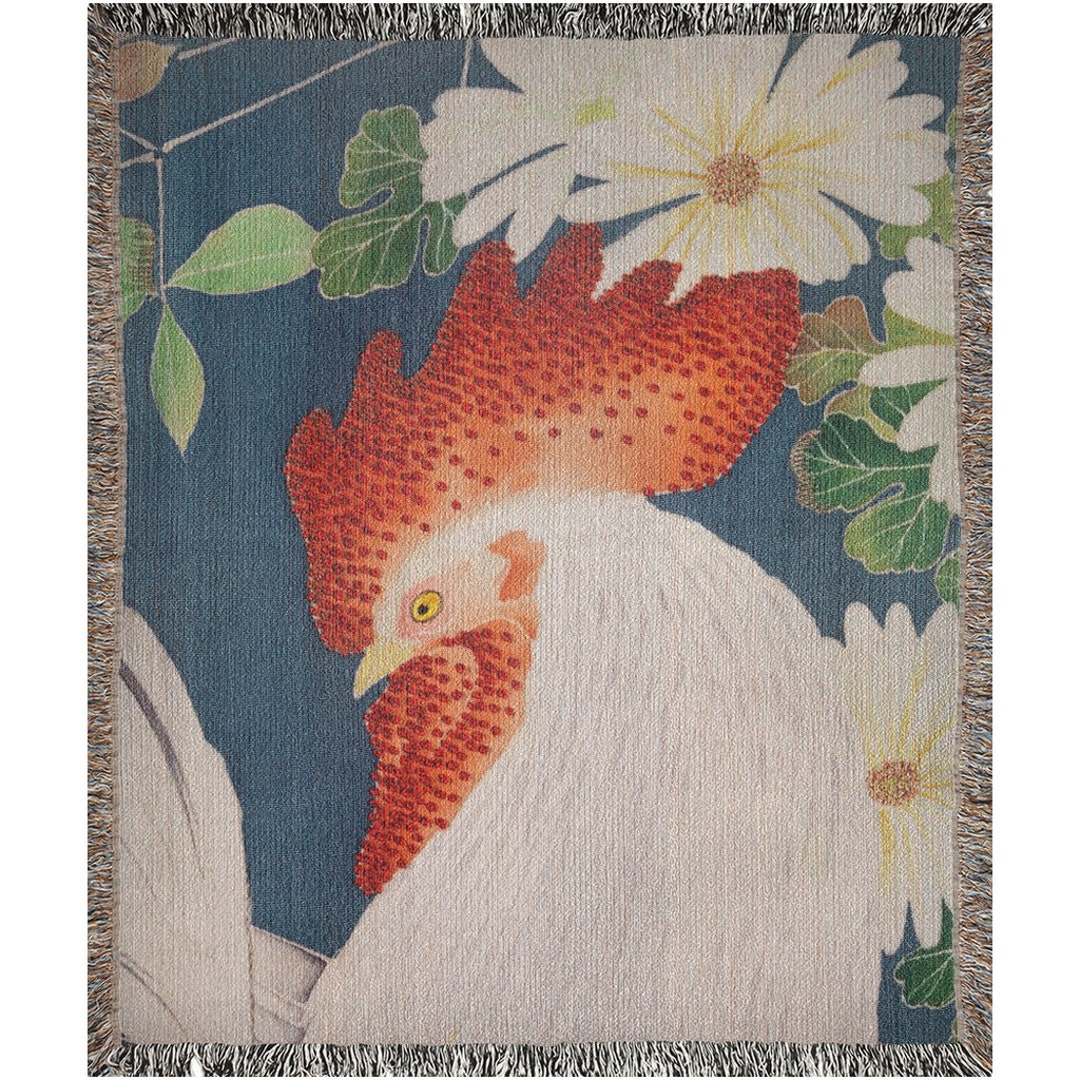 Rooster Blanket Woven Blanket Chicken Blanket Chicken Decor