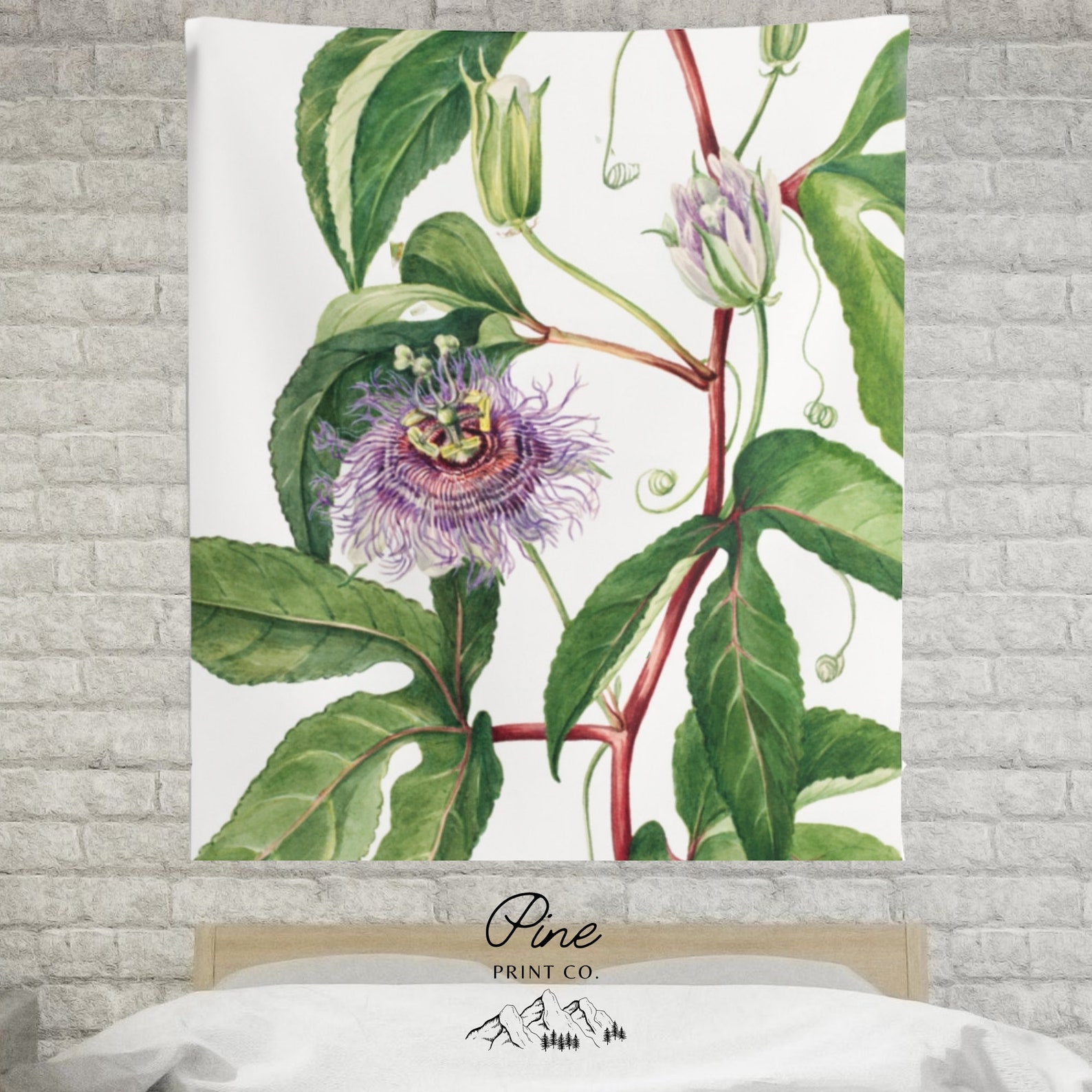 Floral Tapestry Plant Tapestry White Tapestry Botanical - Etsy