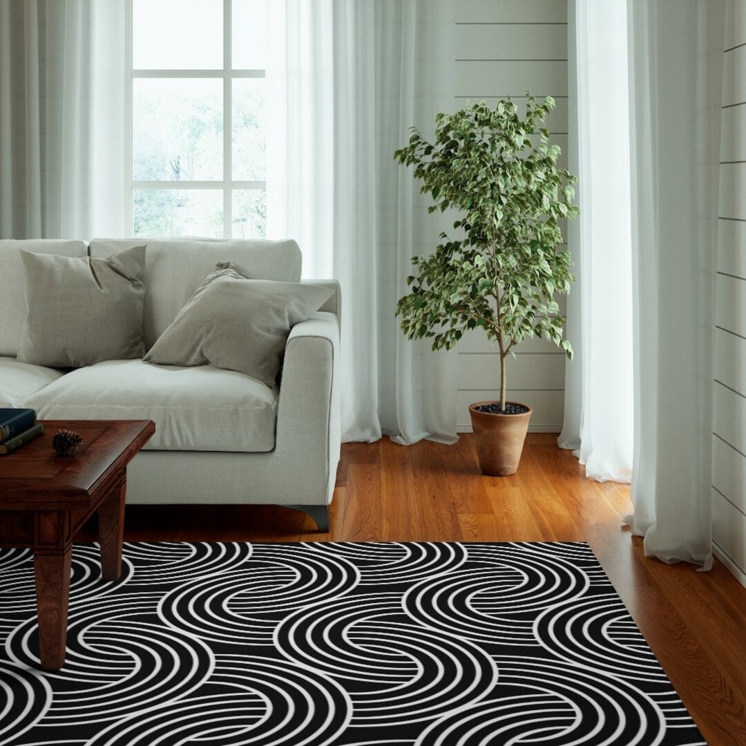 Black Area Rug, Modern Rug, Black White Rug, Black Accent Rug, Modern ...