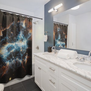 NASA Shower Curtain, Galaxy Shower, Nebula Photo, Black Shower Curtain ...