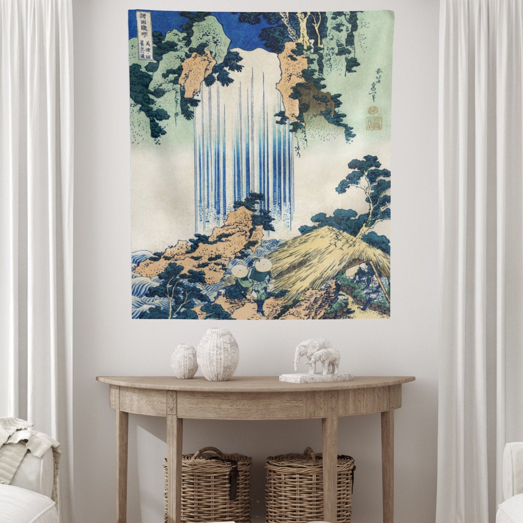 Japanese Tapestry, Waterfall Tapestry, Hokusai Decor, Vintage Japan ...