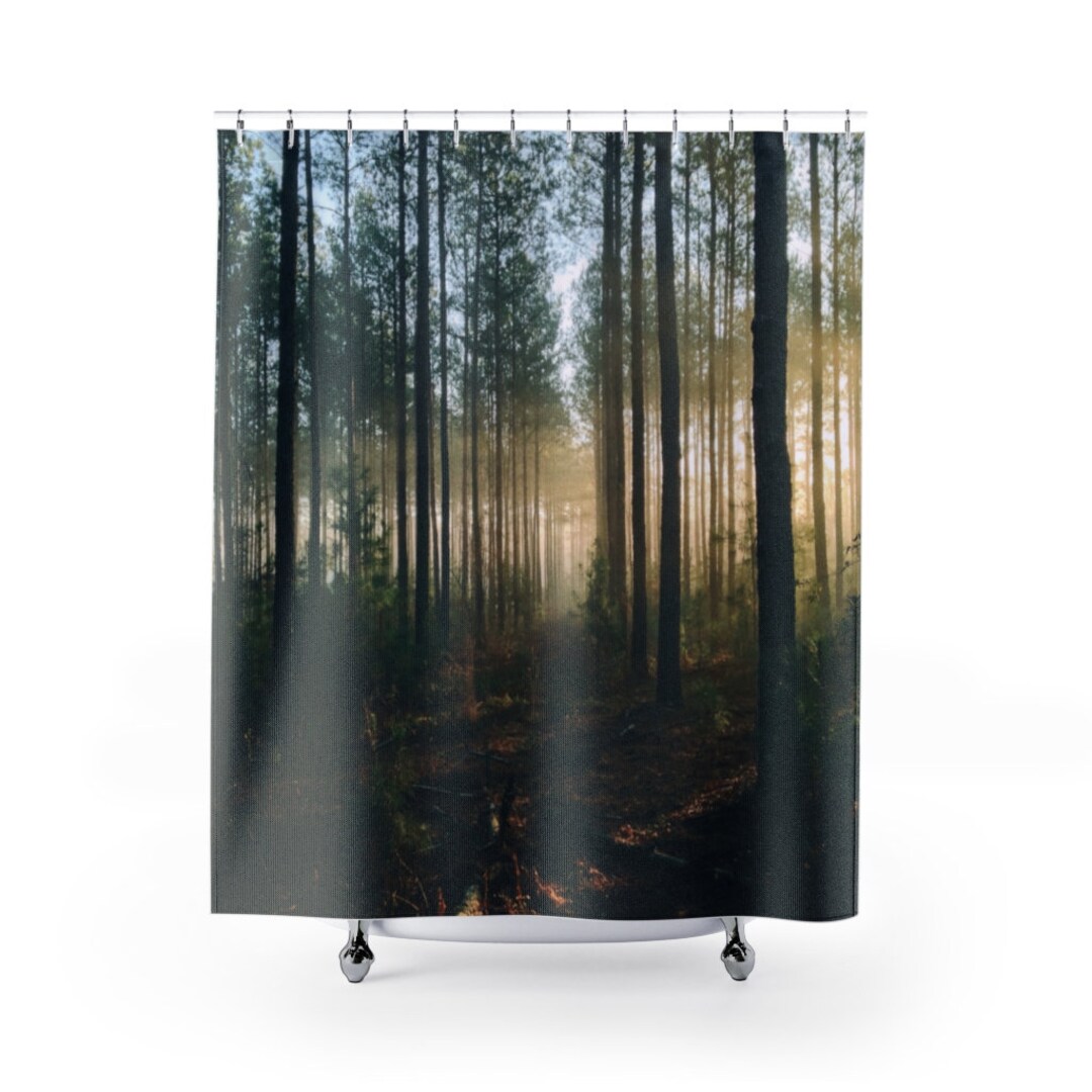 Forest Shower Curtain, Tree Shower Curtain, Tree Bathroom, Cottagecore ...