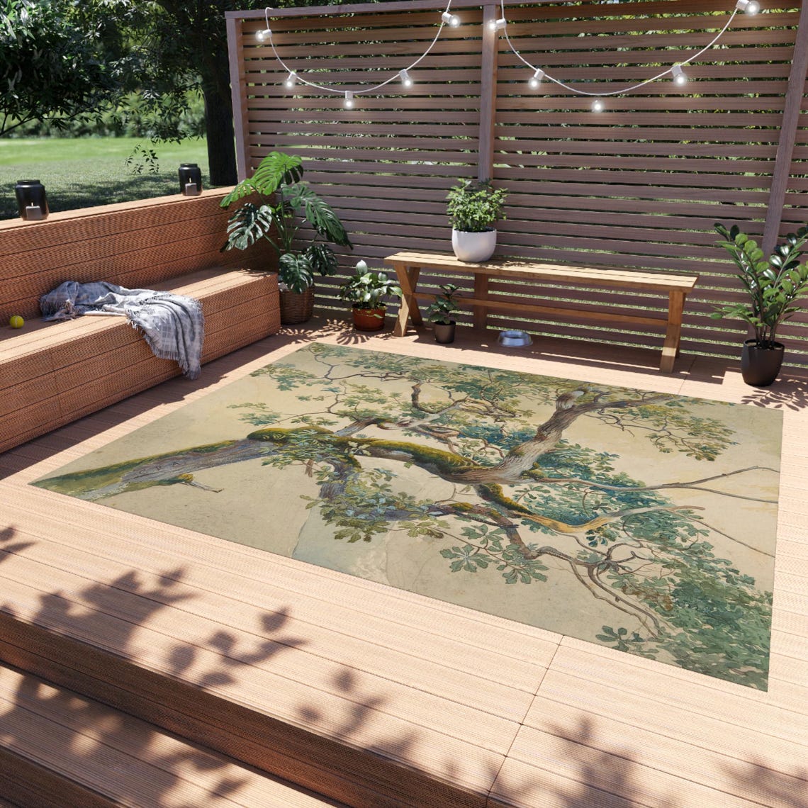 Tree Rug, Nature Rug, Area Rug, Beige Rug, Botanical Rug, Tree Painting ...
