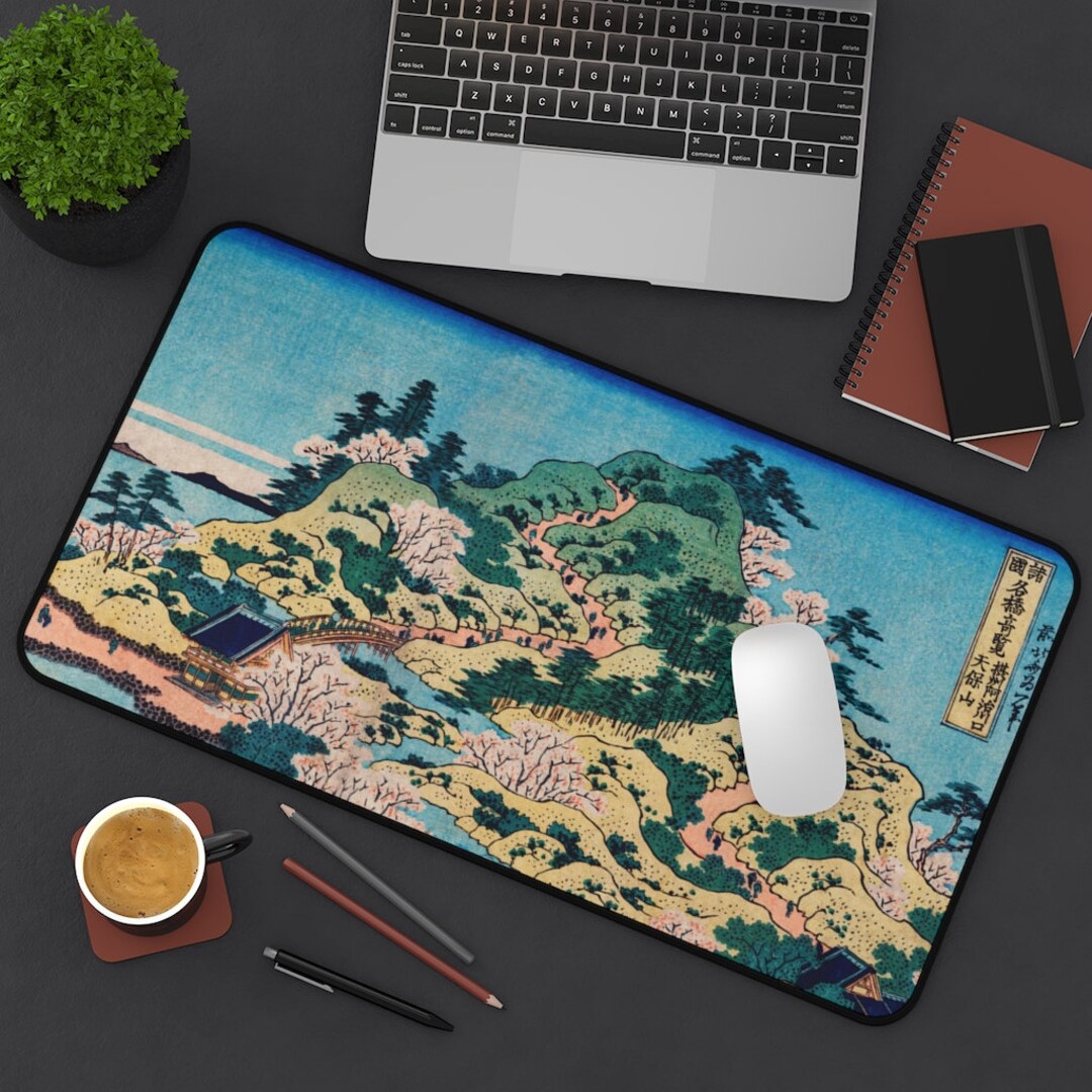 Japanese Desk Mat, Japanese Office, Blue Desk Mat, Japanese Mousepad ...