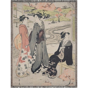 Japanese Blanket, Woven Blanket, Asian Blanket, Japanese Geisha ...