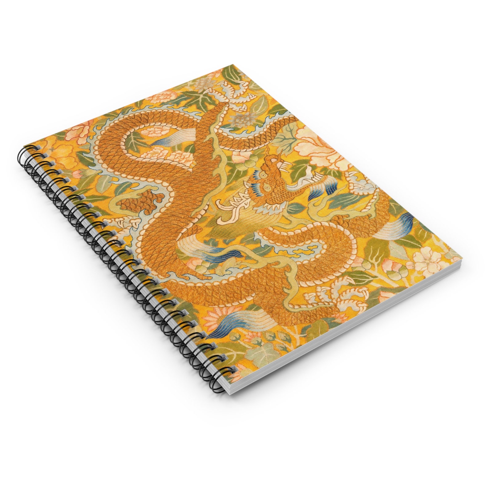 Vintage Notebook, Dragon Notebook, Spiral Notebook, Dragon Art, Yellow ...