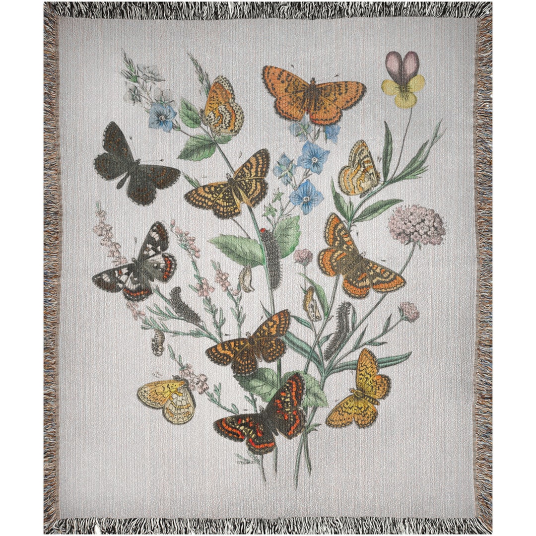 Butterfly Blanket, Woven Blanket, Boho Blanket, Butterfly Bedding, Boho ...