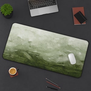 Green Desk Mat, Watercolor Desk Mat, Green Office Decor, Green Mousepad ...